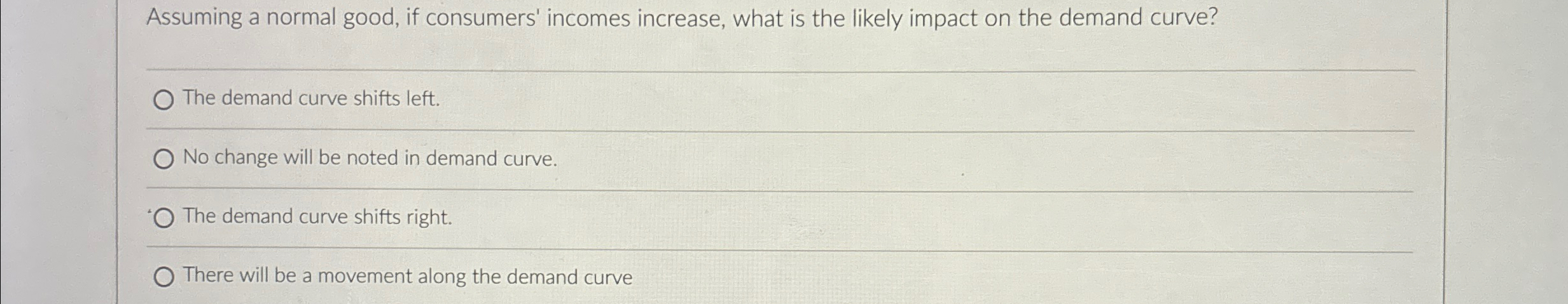 Solved Assuming a normal good, if consumers' incomes | Chegg.com