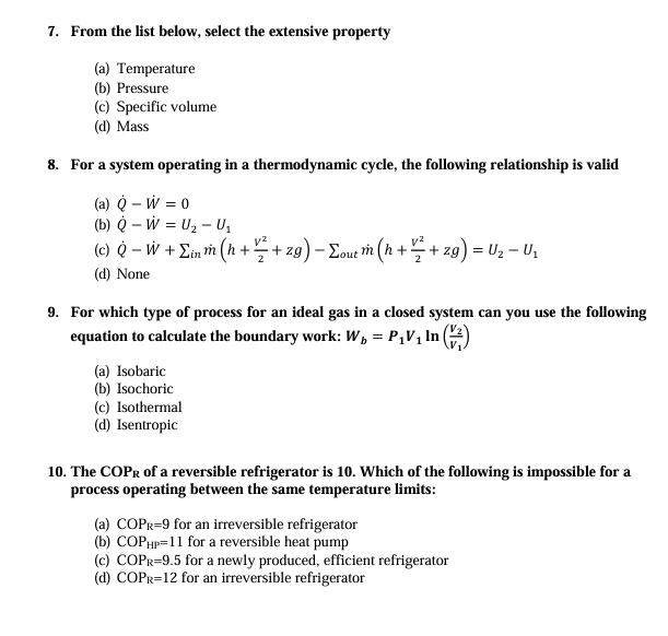 Solved From the list below, select the extensive property(a) | Chegg.com