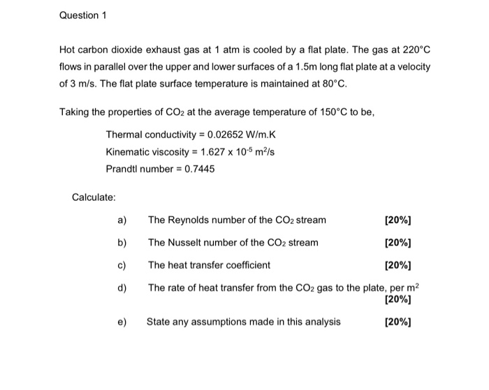 Solved Question 1 Hot carbon dioxide exhaust gas at 1 atm is | Chegg.com