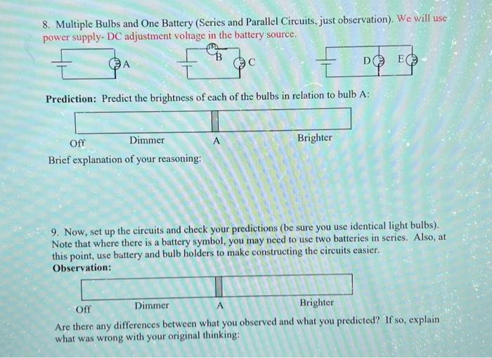 Solved 10. Another circuit: Prediction: Brief explanation | Chegg.com