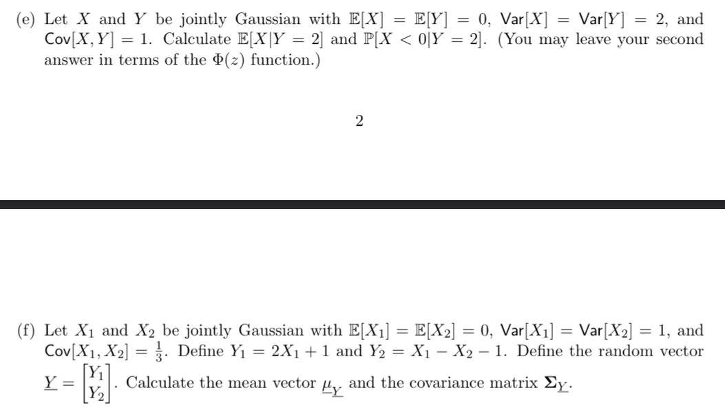 Solved (e) ﻿Let x ﻿and Y be ﻿jointly Gaussian with | Chegg.com