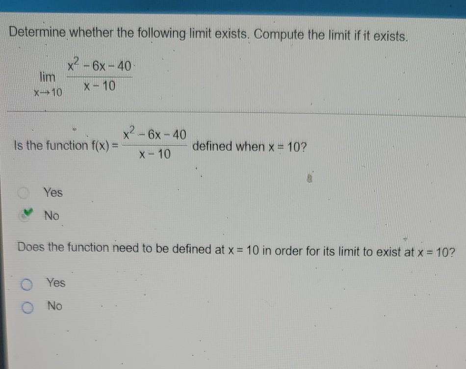 Solved Determine whether the following limit exists. Compute | Chegg.com