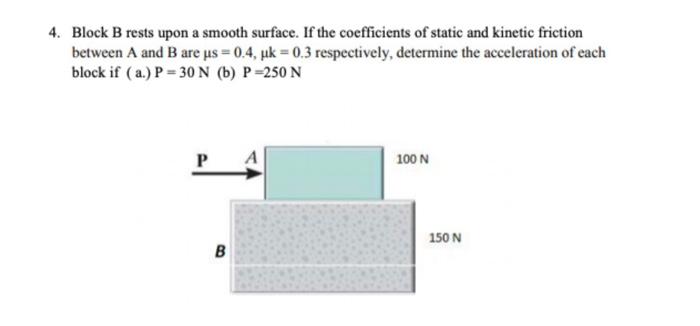 Solved 4. Block B rests upon a smooth surface. If the | Chegg.com