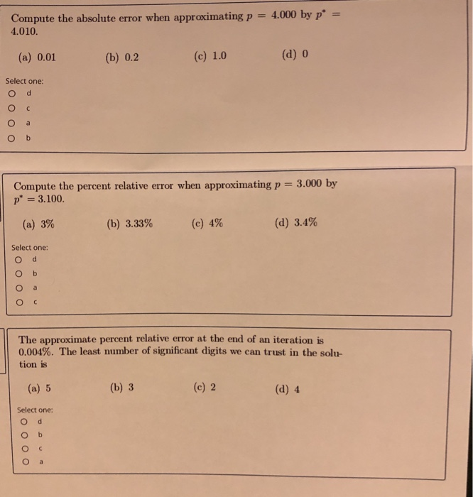 Compute the absolute error when approximating p = | Chegg.com