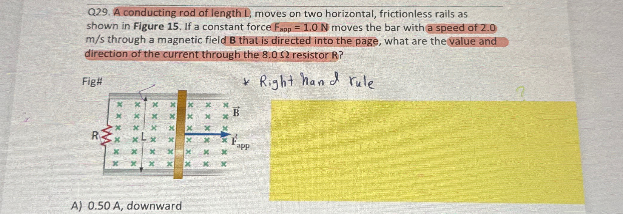 Solved Q29. ﻿A conducting rod of length L, ﻿moves on two | Chegg.com