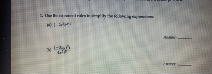 Solved 1. Use the exponent rules to simplify the following | Chegg.com