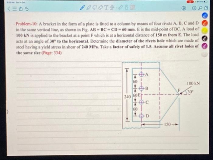 Solved Problem-10: A bracket in the form of a plate is | Chegg.com