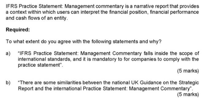 Solved IFRS Practice Statement: Management commentary is a | Chegg.com