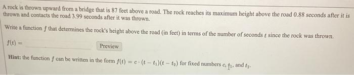 Solved write a function, f that determine the rocks height | Chegg.com