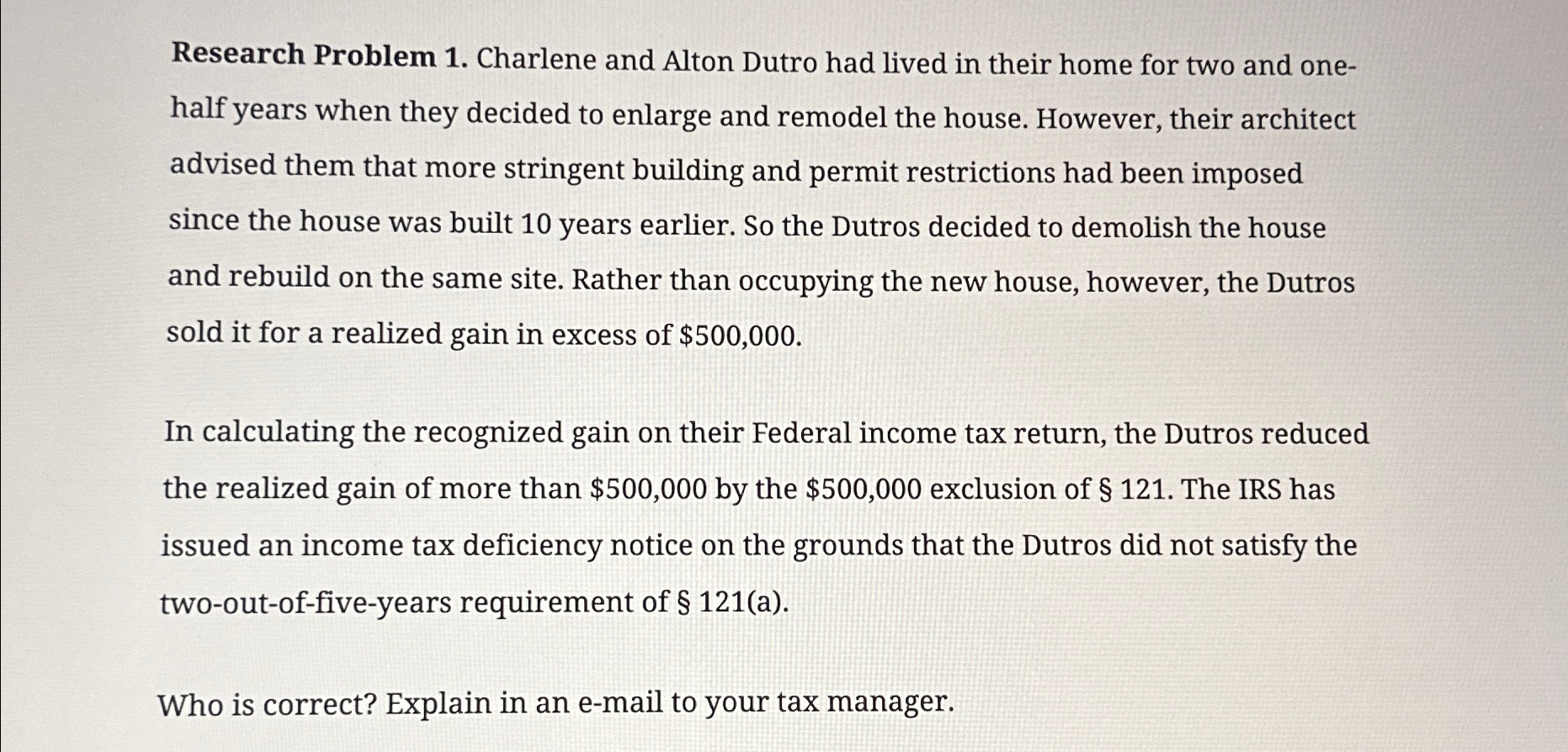 Solved Research Problem 1. ﻿Charlene and Alton Dutro had | Chegg.com