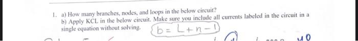 1. a) How many branches, nodes, and loops in the | Chegg.com