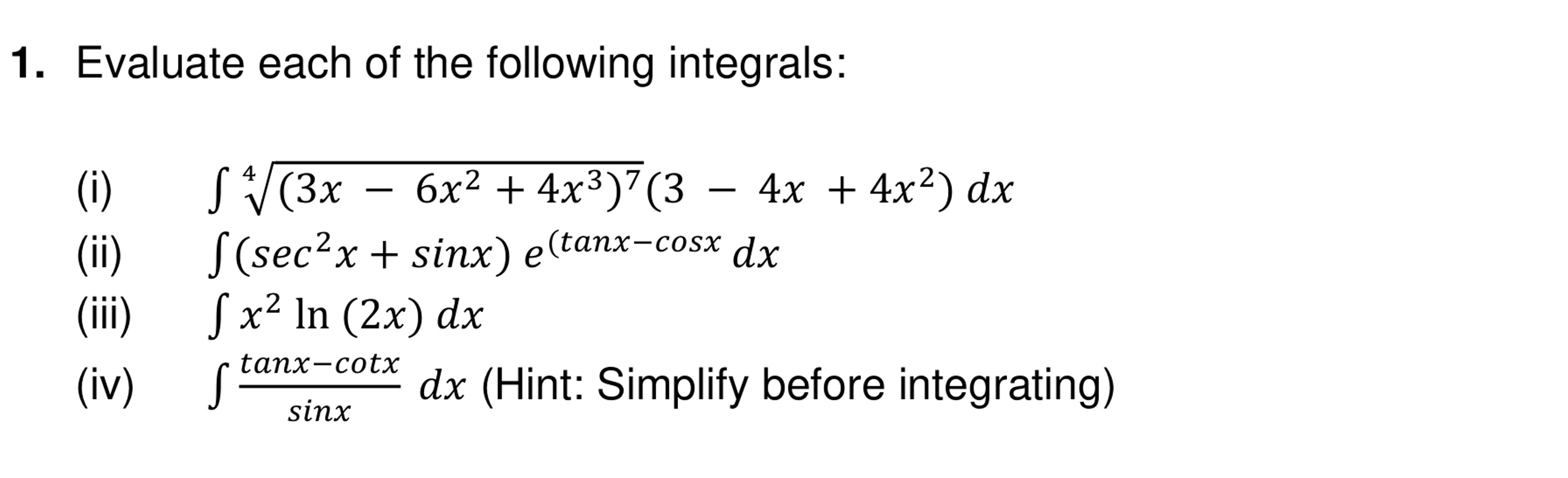 Solved Evaluate each of the following | Chegg.com