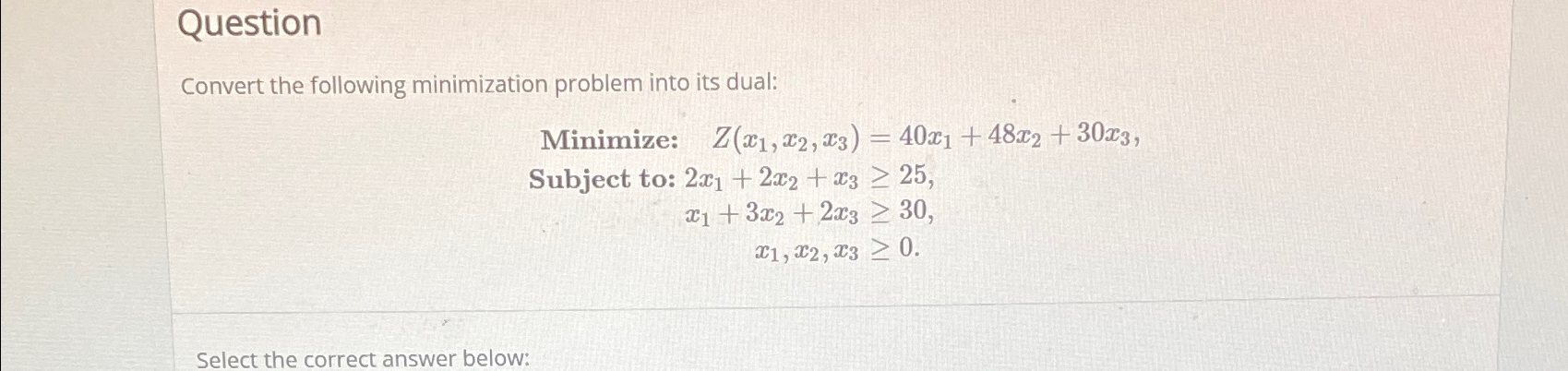 Solved Questionconvert The Following Minimization Problem