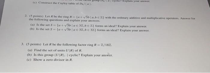 Solved e) Construct the Cayley table of Ds/a). cyclic | Chegg.com