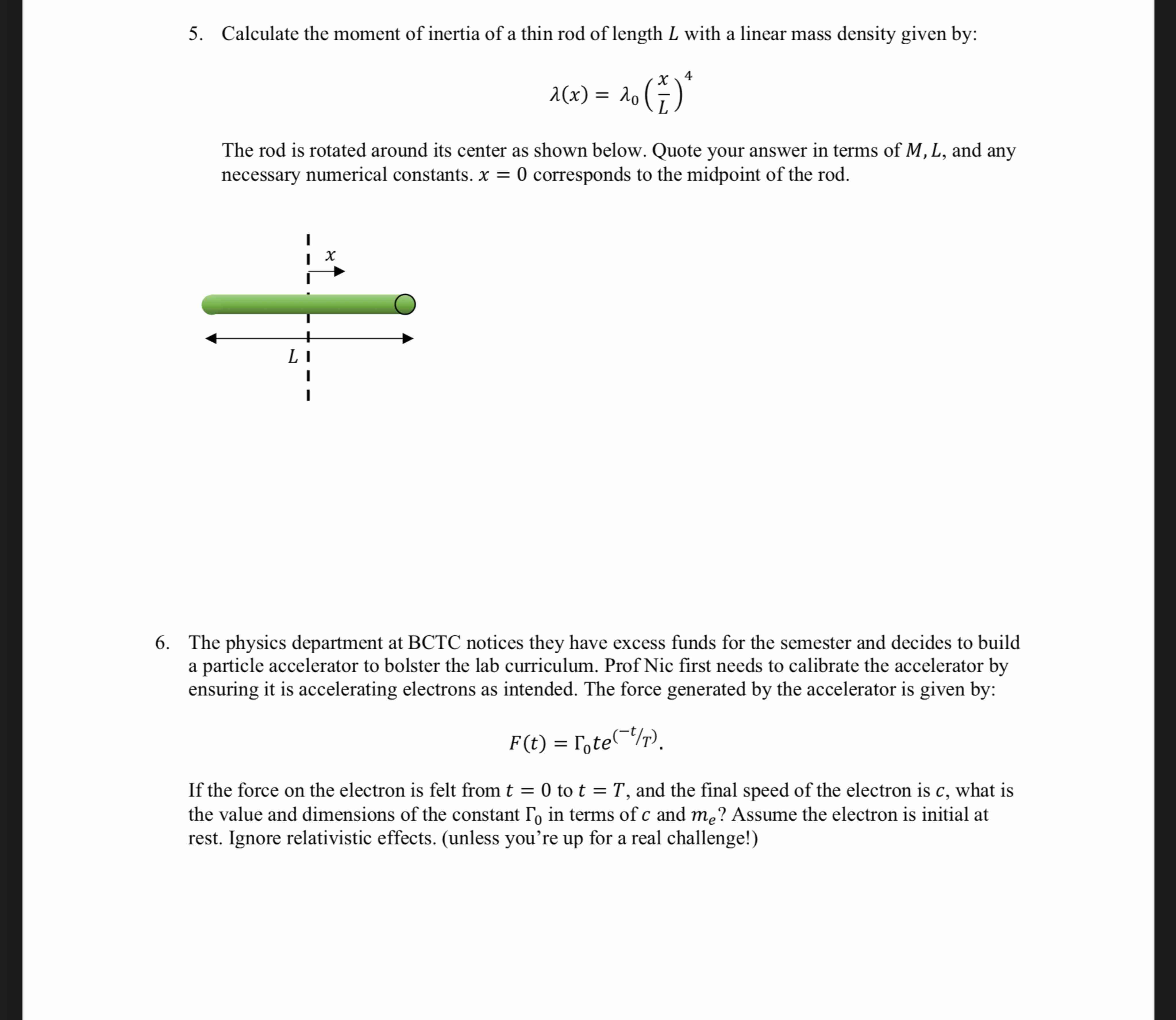 Solved by an EXPERT Calculate the moment of ﻿inertia of ﻿a thin rod of | Chegg.com