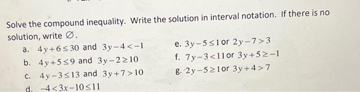 Solved Solve the compound inequality. Write the solution in | Chegg.com