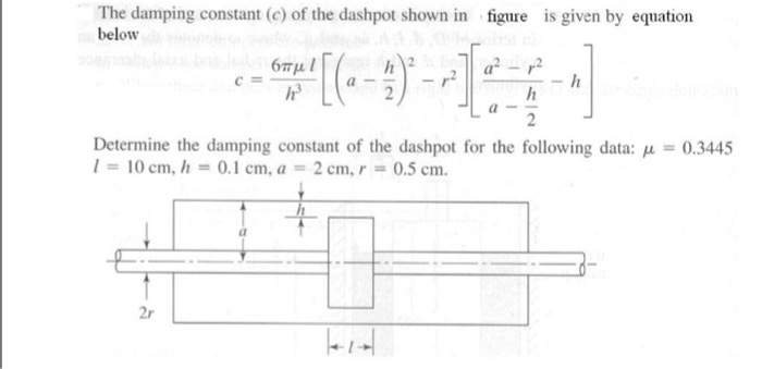 Solved The damping constant (c) of the dashpot shown in | Chegg.com