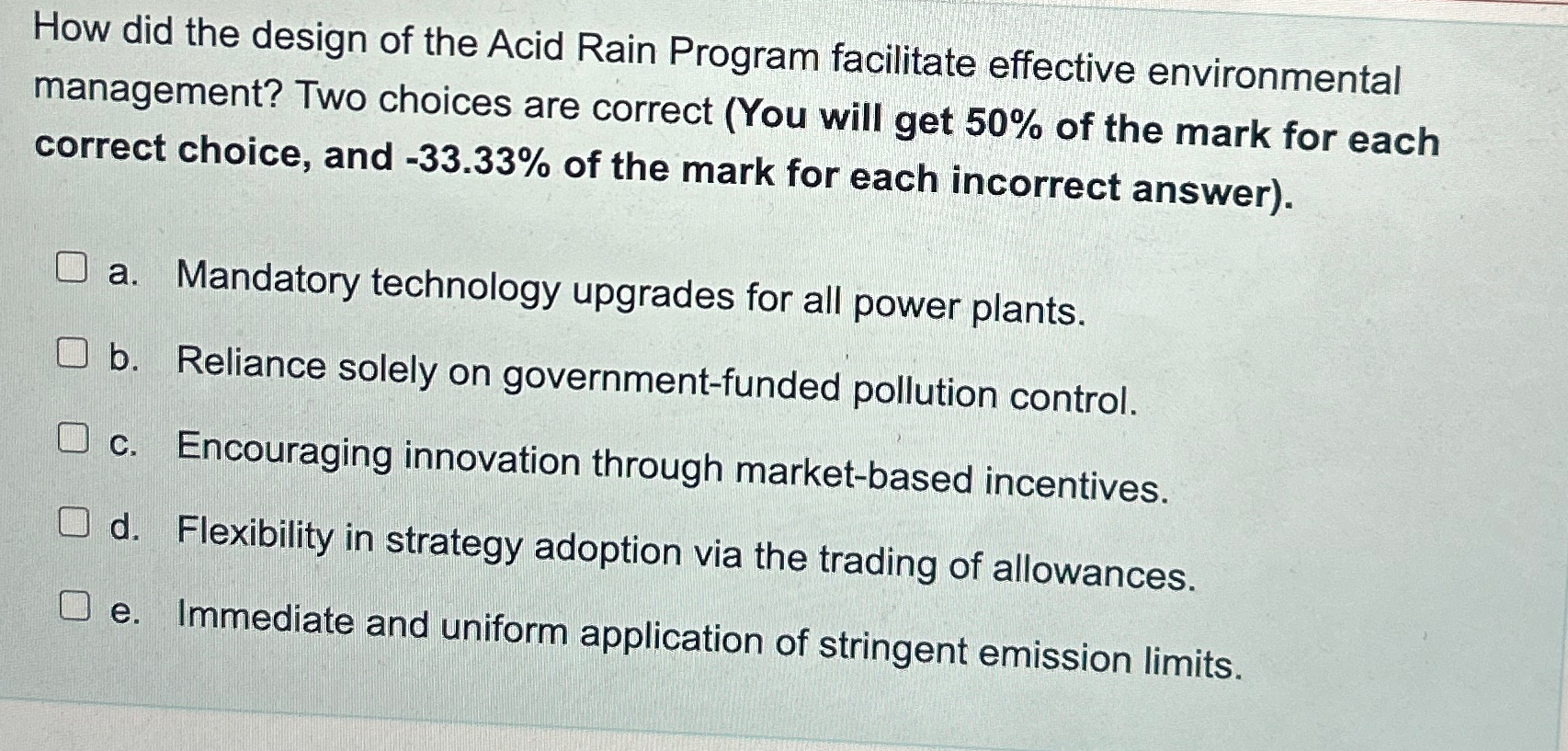 Solved How did the design of the Acid Rain Program | Chegg.com