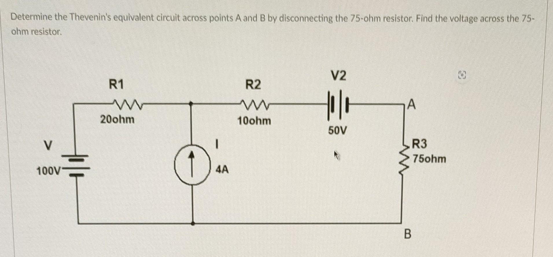 Solved Determine the Thevenin's equivalent circuit across | Chegg.com
