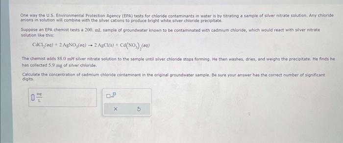 Solved One way the U.S. Environmental Protection Agency | Chegg.com