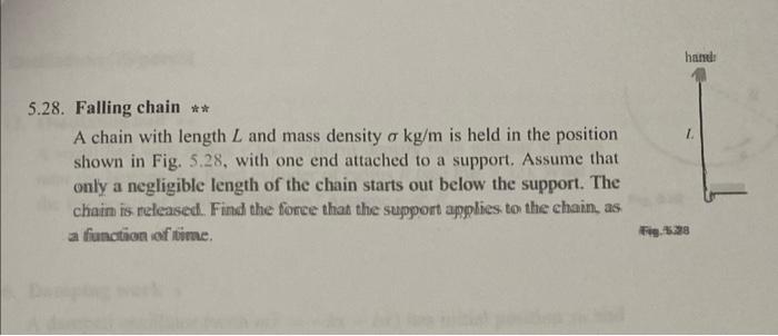 Solved 5.28. Falling chain ⋆⋆ A chain with length L and mass | Chegg.com