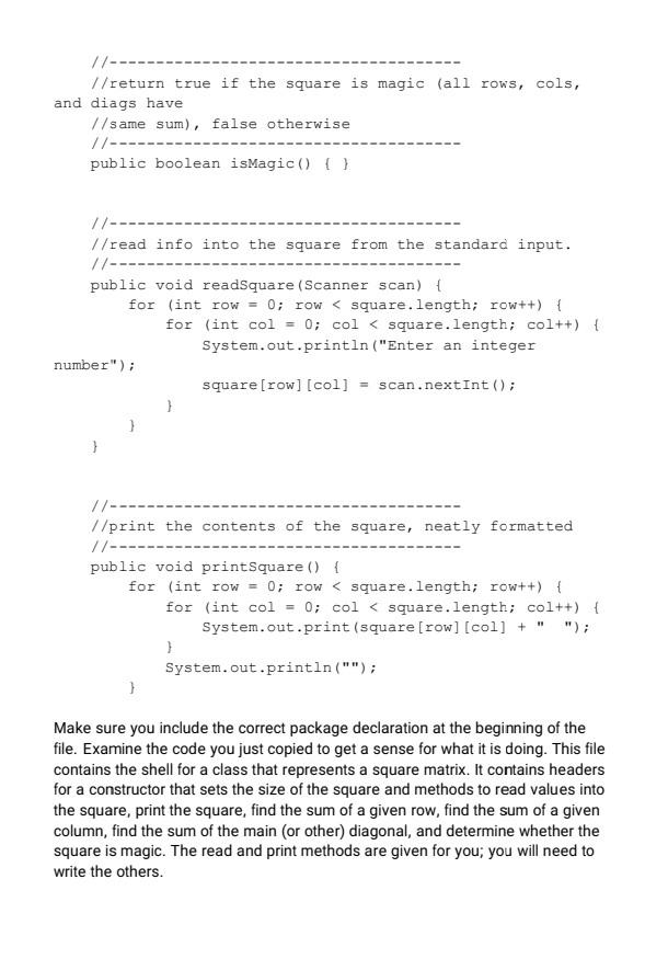 Solved ITSC 1213 - Magic Square Introduction One interesting | Chegg.com