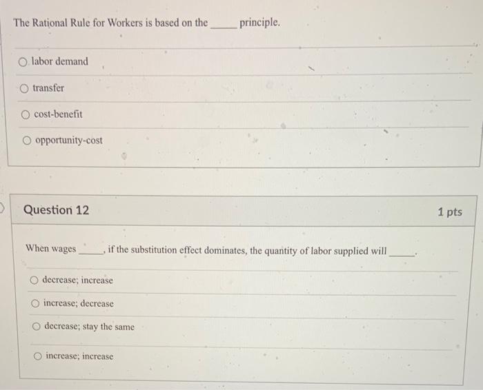 Solved The Rational Rule for Workers is based on the | Chegg.com