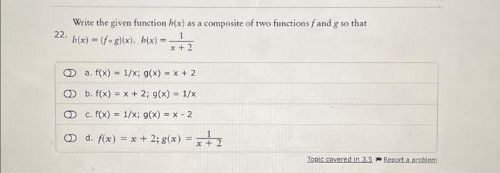 Solved Write the given function h(x) as a composite of two | Chegg.com