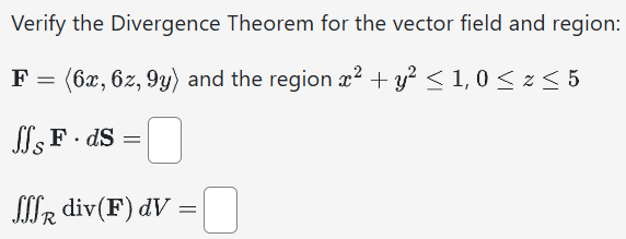 Solved Verify the Divergence Theorem for the vector field | Chegg.com
