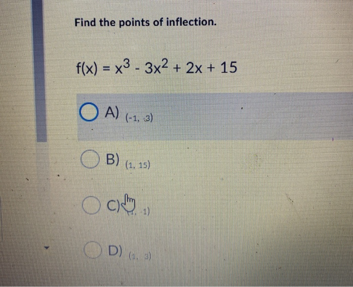 Solved Find the points of inflection. f(x) = x3 - 3x2 + 2x + | Chegg.com