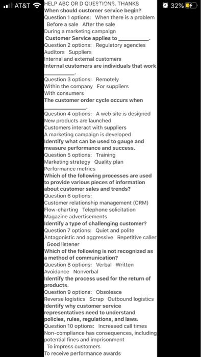 Solved AT&T 32% E HELP ABC ORD QUESTIONS. THANKS When should | Chegg.com