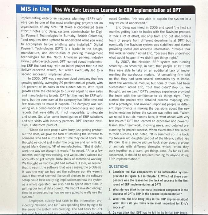 Solved Implementing enterprise resource planning (ERP) | Chegg.com