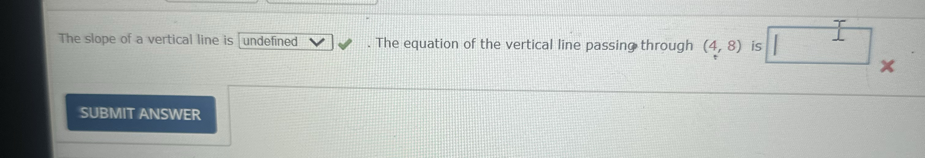 The slope of a vertical line is undefined V. ﻿The | Chegg.com
