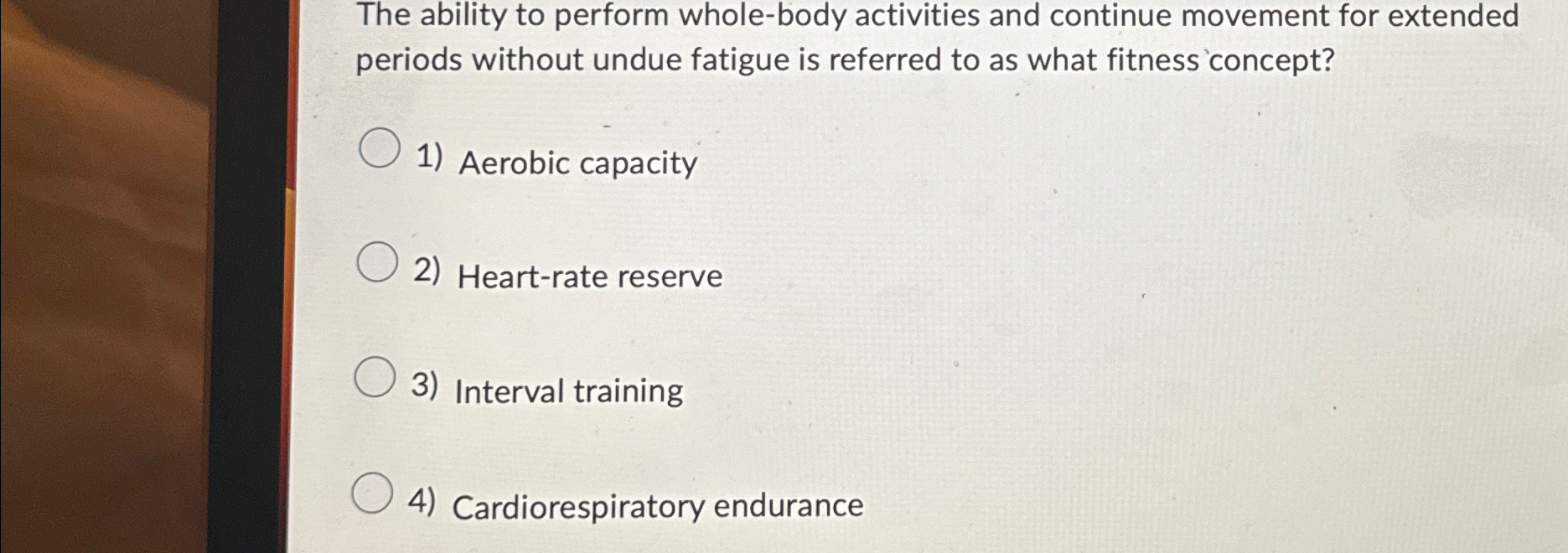 Solved The ability to perform whole-body activities and | Chegg.com