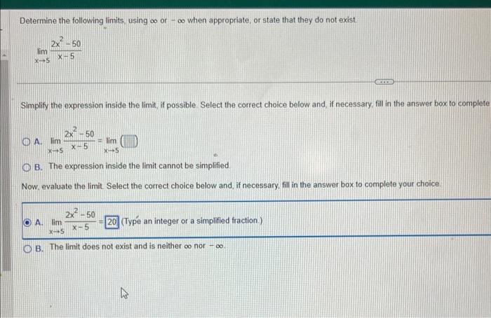 Solved Determine the following limits, using oo or - ∞ when | Chegg.com