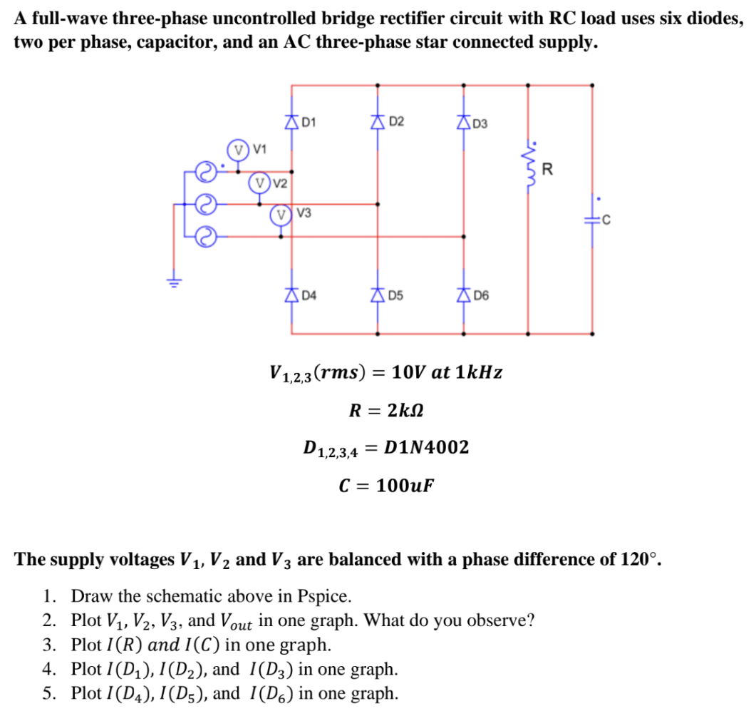 Solved A full-wave three-phase uncontrolled bridge rectifier | Chegg.com