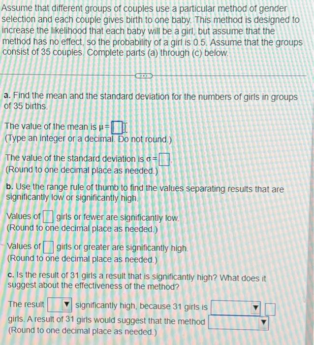 Solved Assume that different groups of couples use a | Chegg.com