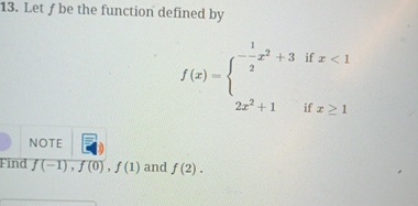Solved Let f ﻿be the function defined | Chegg.com