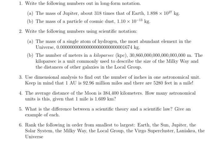 Solved ite the following numbers out in long-form notation. | Chegg.com
