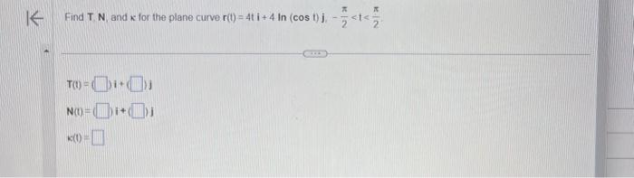 Solved Find TN, and k for the plane curve | Chegg.com