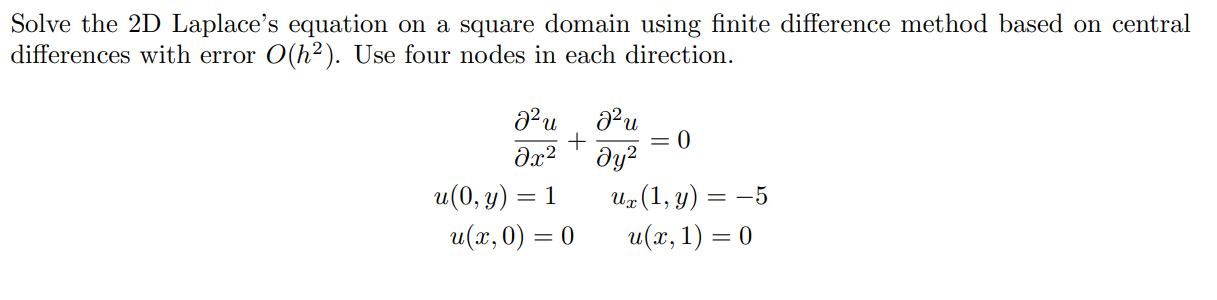 Solved Solve the 2D Laplace's equation on a square domain | Chegg.com
