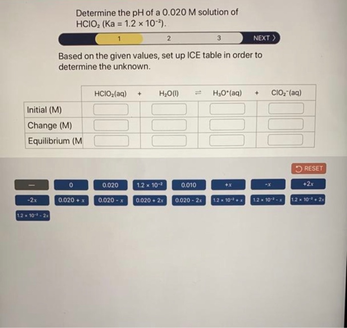 Solved Determine the pH of a 0.020 M solution of HCIO, (Ka = | Chegg.com