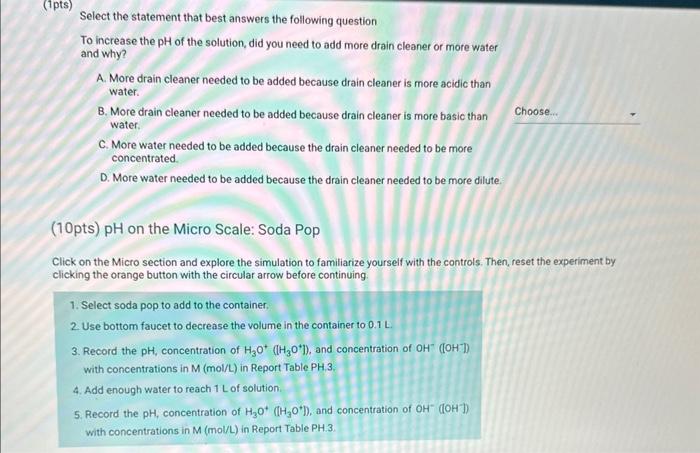 Open the PhET lab simulation for pH Scale in a new | Chegg.com