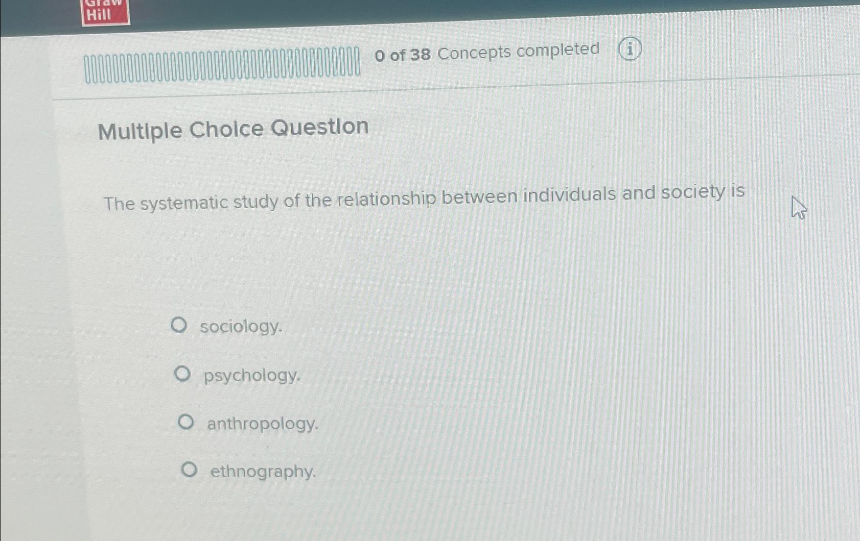 Solved Hill0 ﻿of 38 ﻿Concepts completed(i)Multiple Choice | Chegg.com
