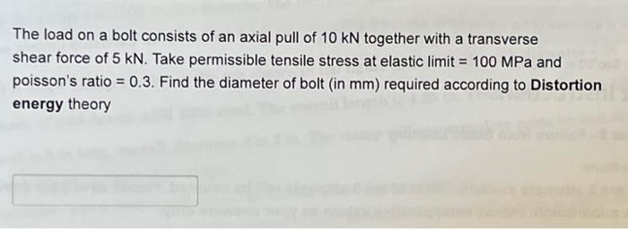 Solved The load on a bolt consists of an axial pull of 10 kN | Chegg.com