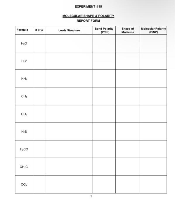 Solved EXPERIMENT \#15 | Chegg.com