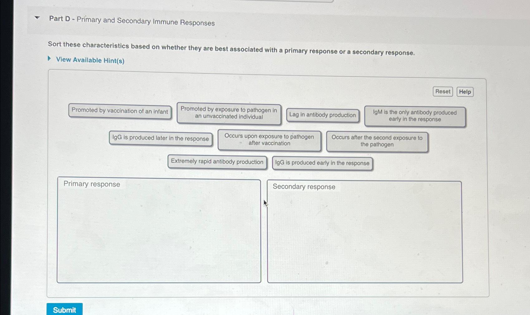 Solved Part D - ﻿Primary and Secondary Immune ResponsesSort | Chegg.com