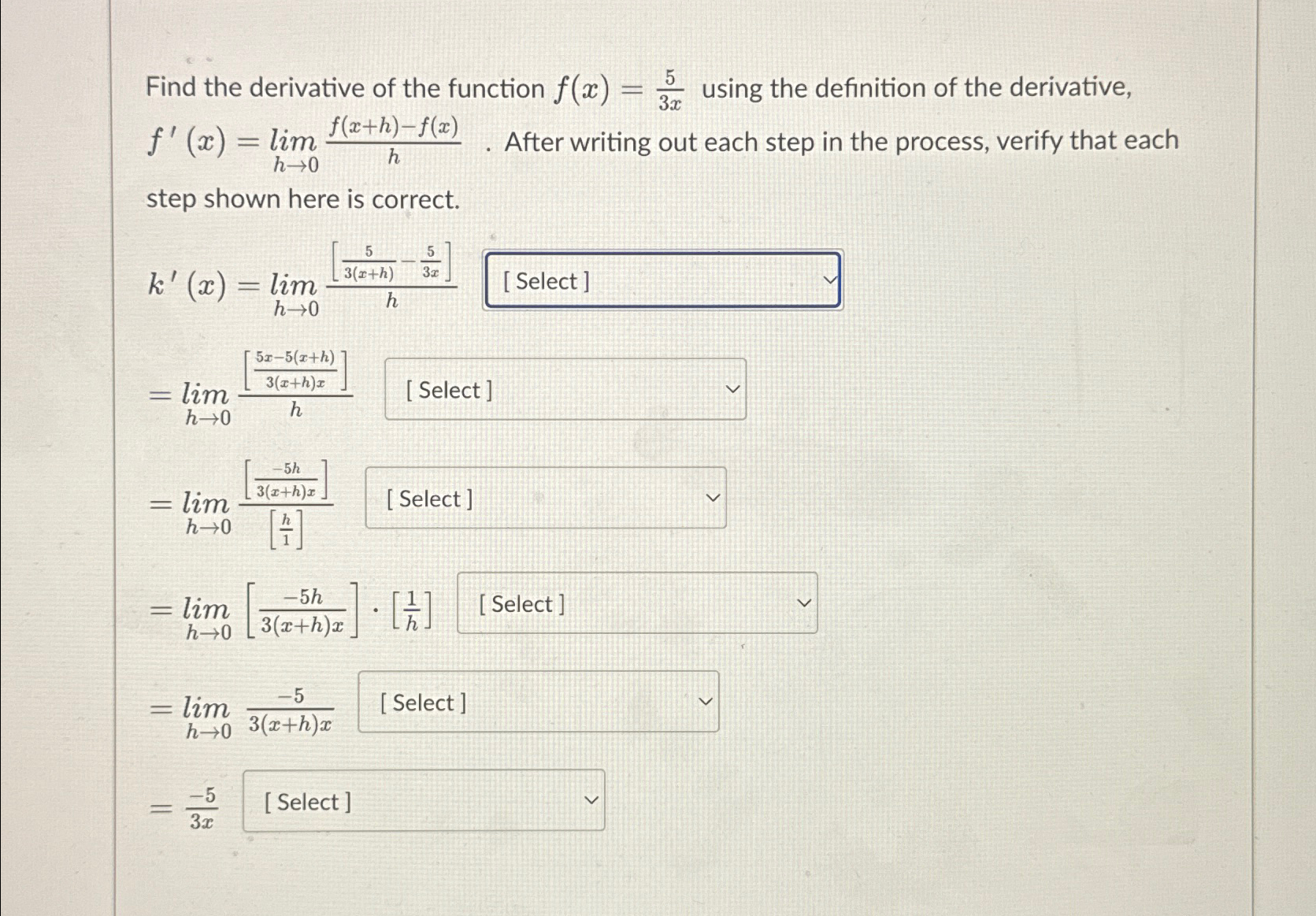 Solved Find the derivative of the function f(x)=53x ﻿using | Chegg.com