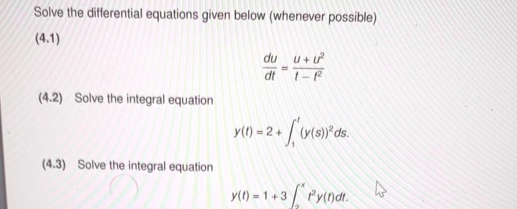Solved Solve the differential equations given below | Chegg.com