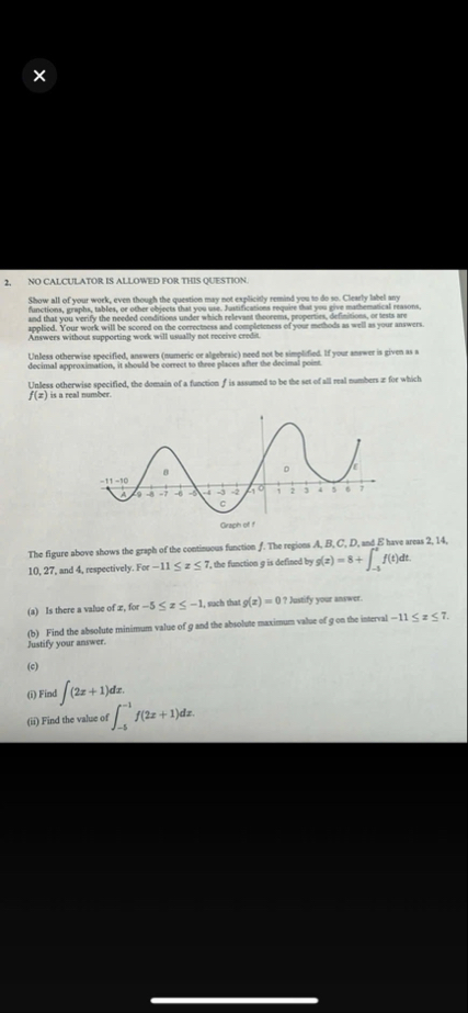 Solved NO CALCULATOR IS ALLOWED FOR THIS QUESTION.Show all | Chegg.com